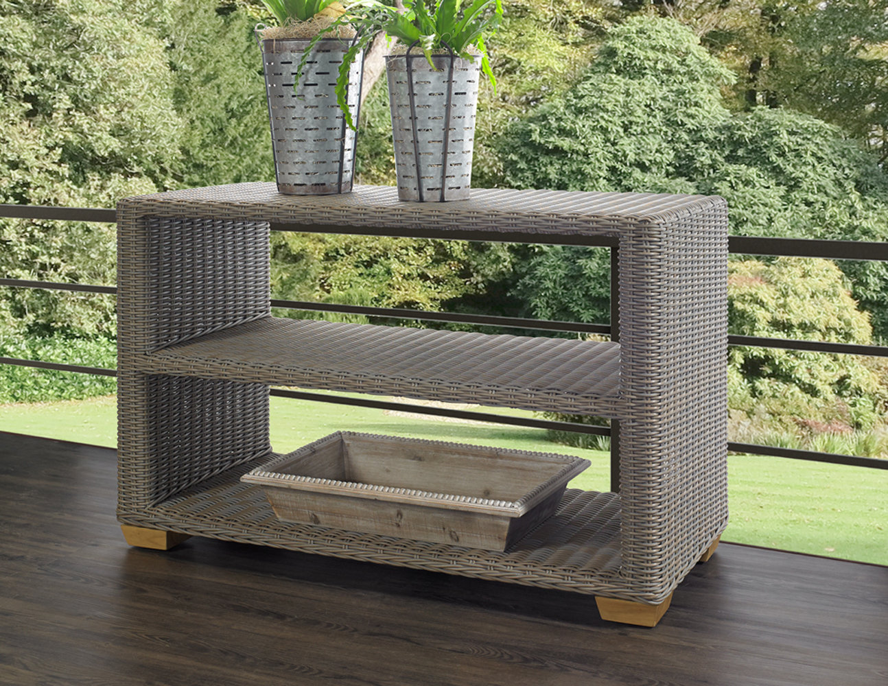 Outdoor rattan console table store